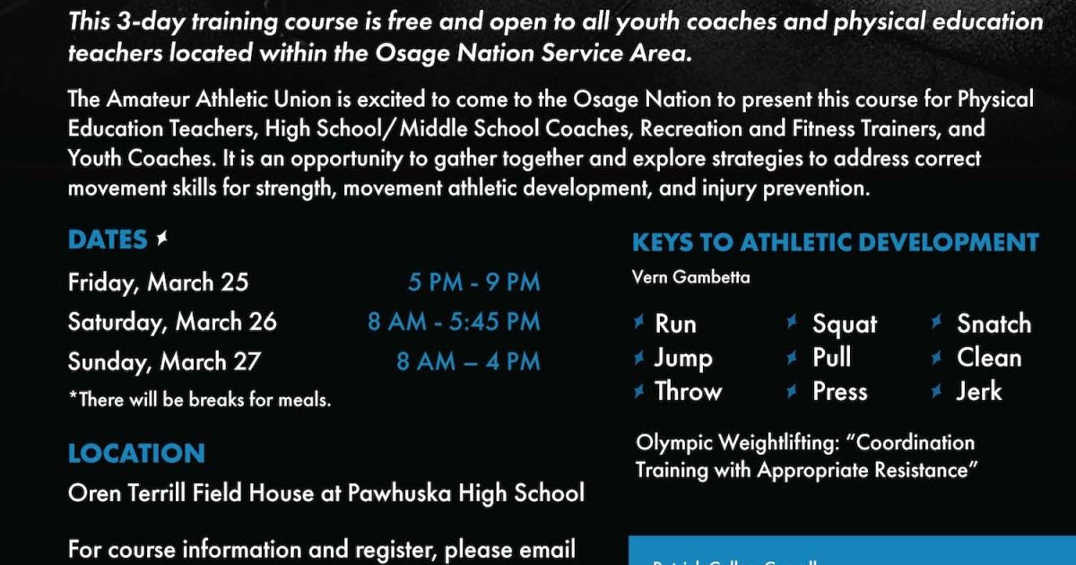 Osage Nation Fitness Center Offers Free Development Course for Coaches ...